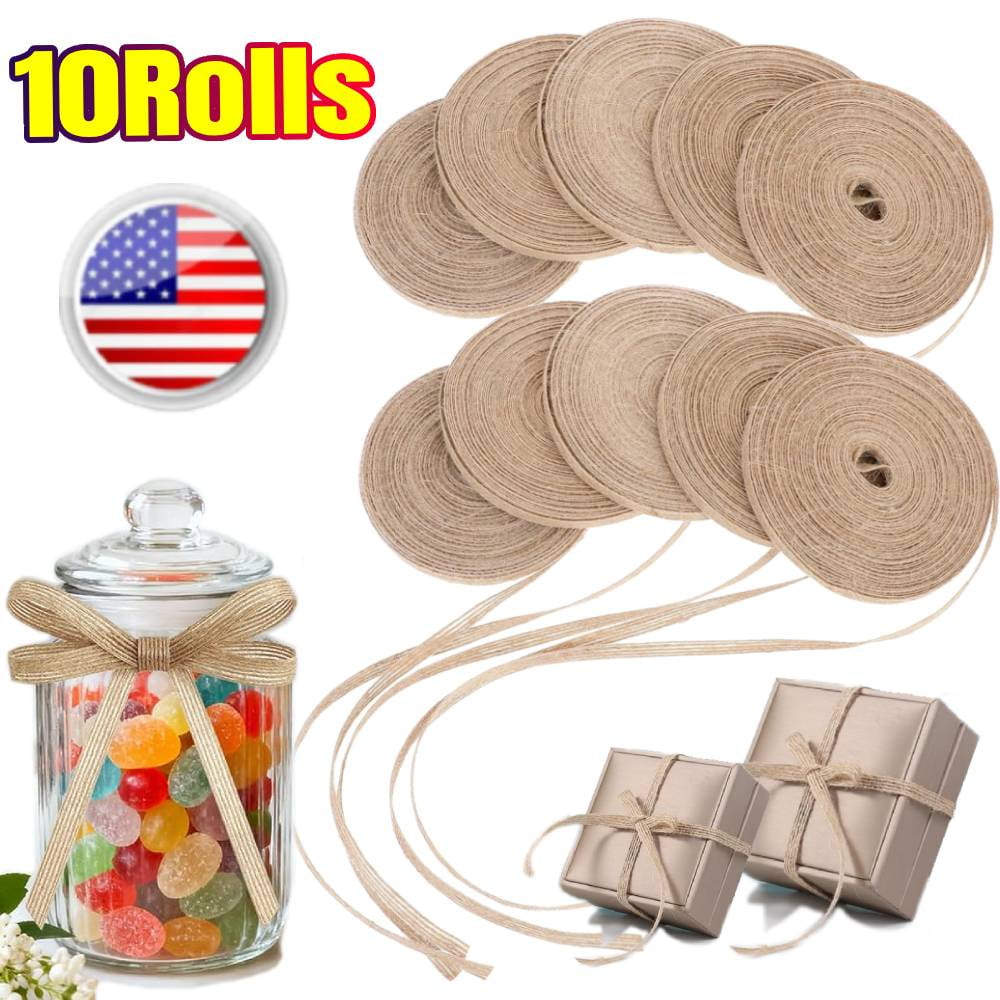 10 Rolls Natural Jute Ribbon for Crafts, 1/4 Inch 10.93 Yards Fabric ...