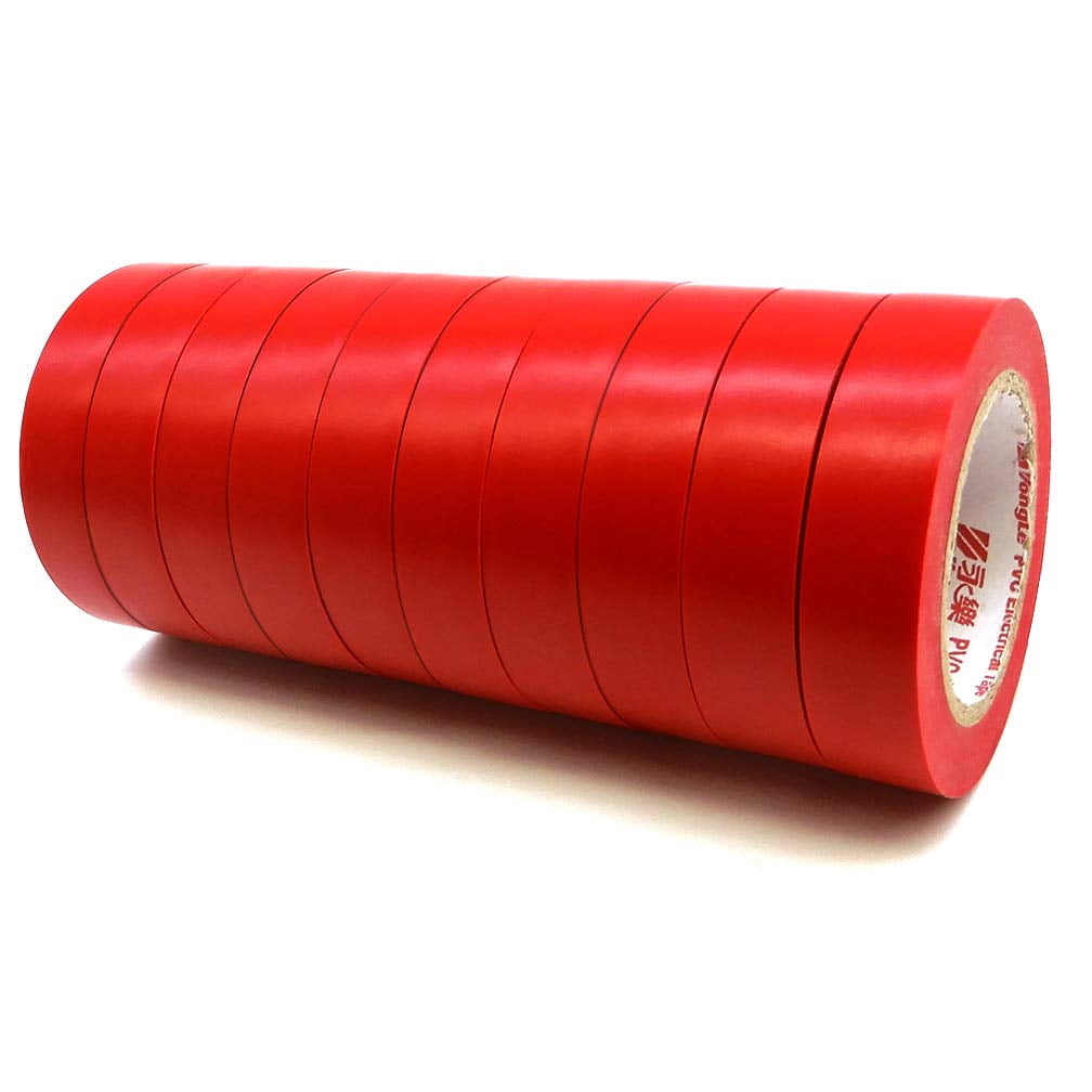 10 Rolls PVC Electrical Insulation Tapes, Viaky Waterproof Red Tapes ...