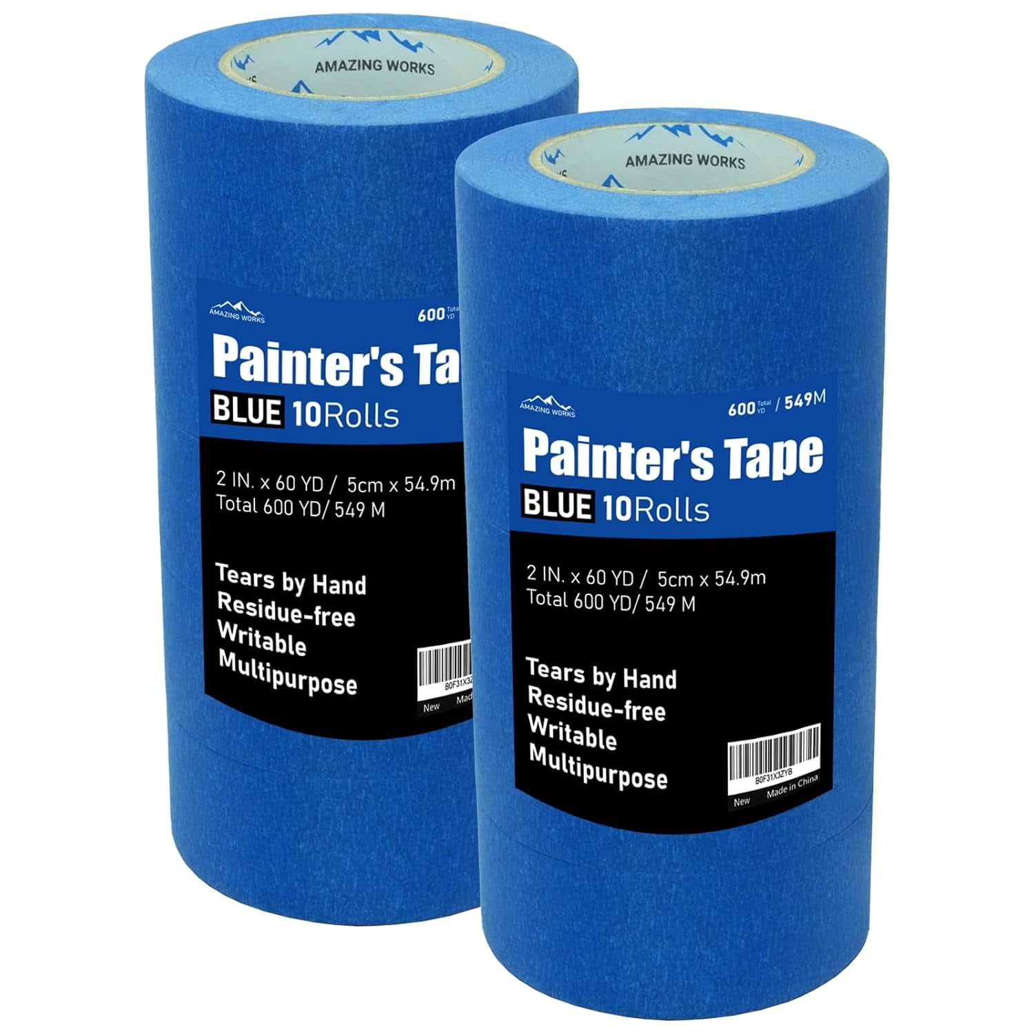 10 Rolls Painters Tape 2 inch Wide, General Purpose Blue Painters Tape ...
