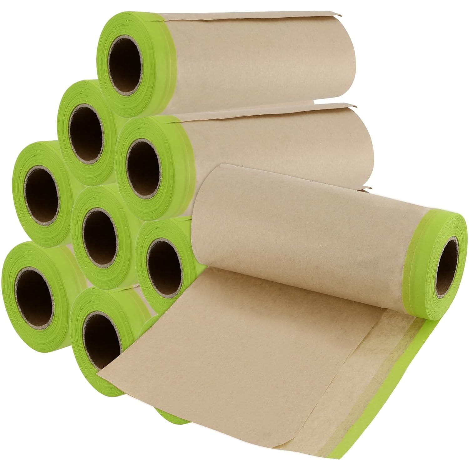 10 Rolls Pretaped Masking Paper, 6 Inch x 50 Feet Adhesive Masking ...