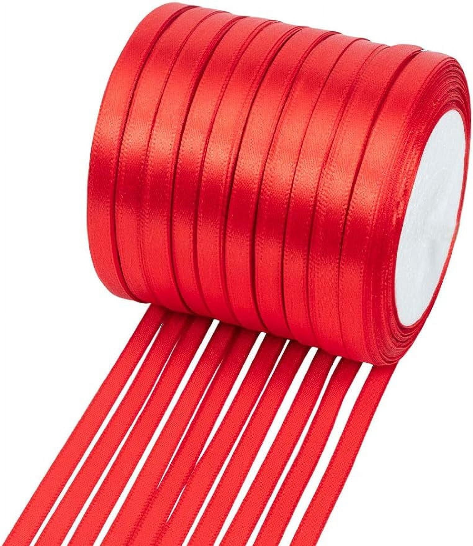 10 Rolls of 6mm Red Satin Ribbon Double Sided Fabric Ribbon Silk Satin ...