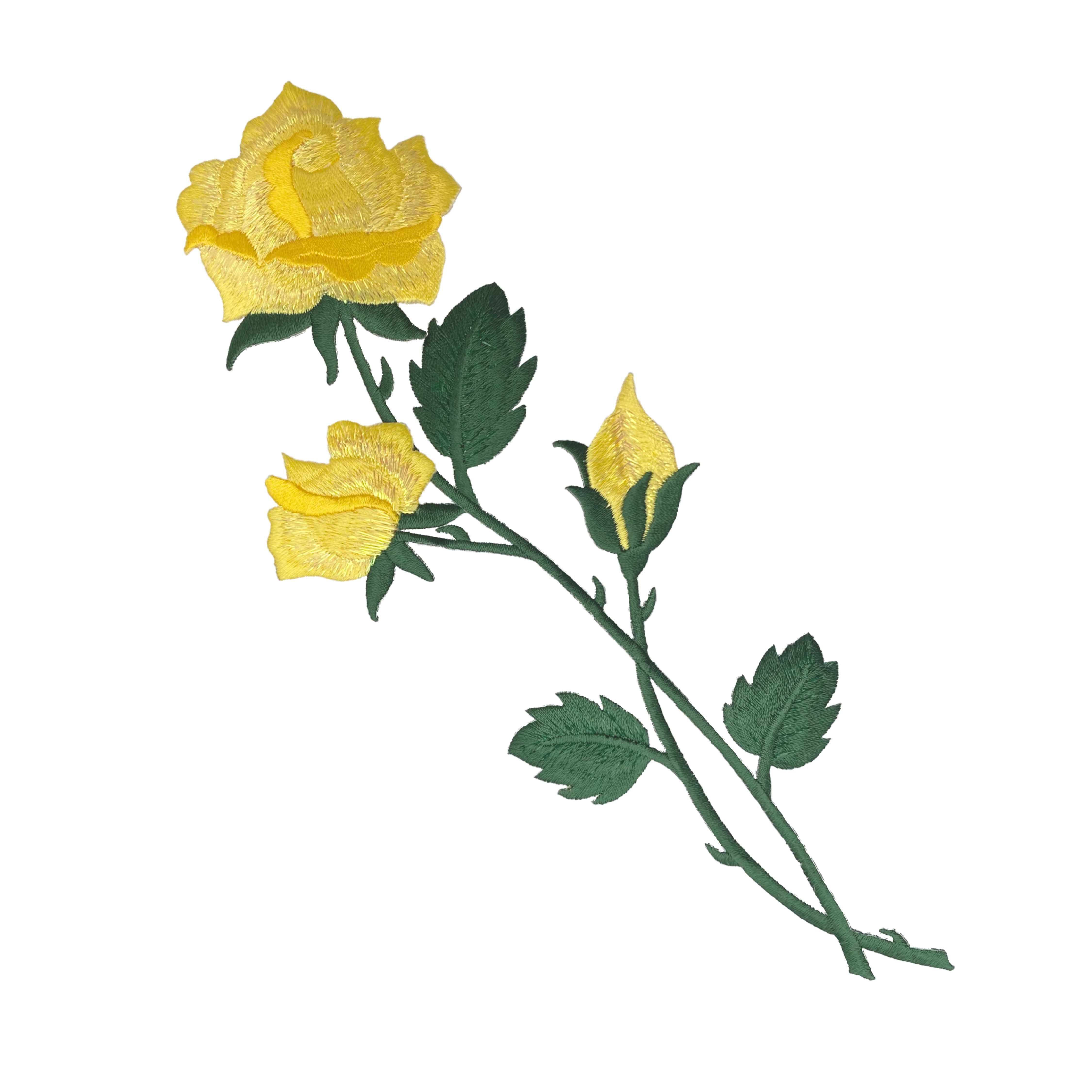 10" Rose, Flowers, Embroidered, Iron on Patch (Yellow) - Walmart.com