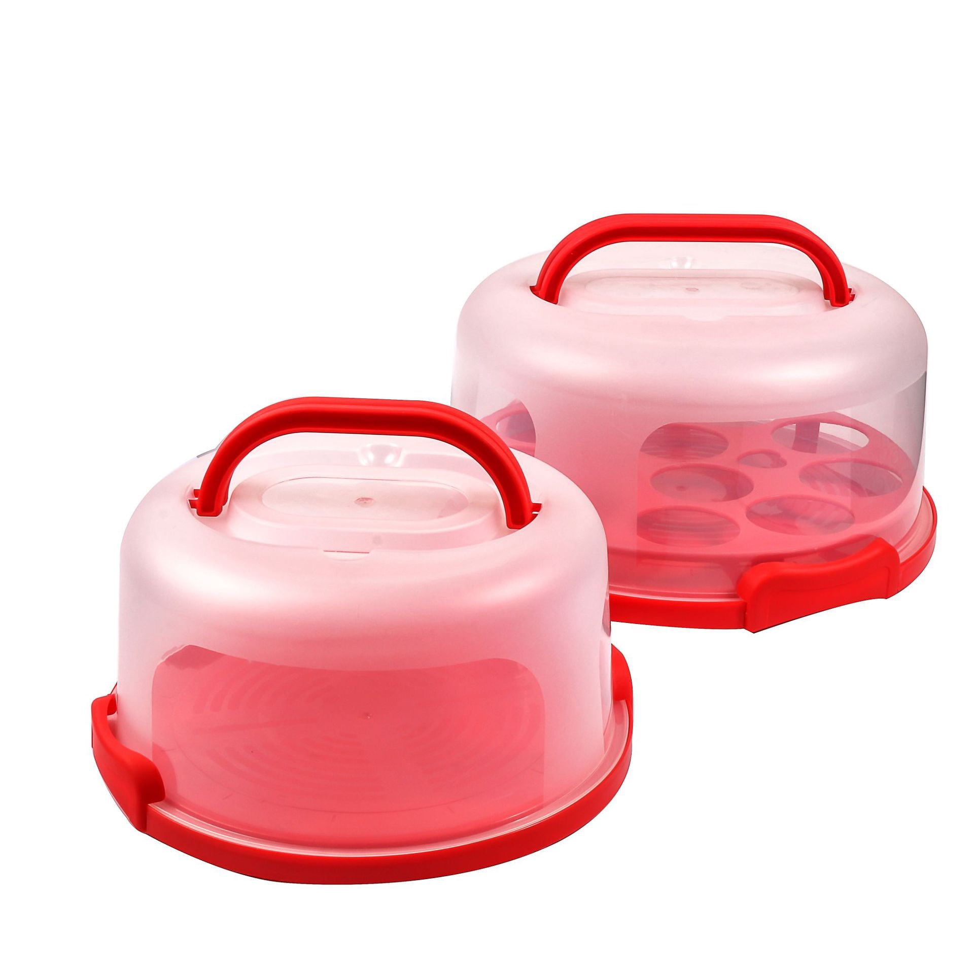 10" Round Cake Container Holder with Cover | Plastic Pie Carrier Cake ...