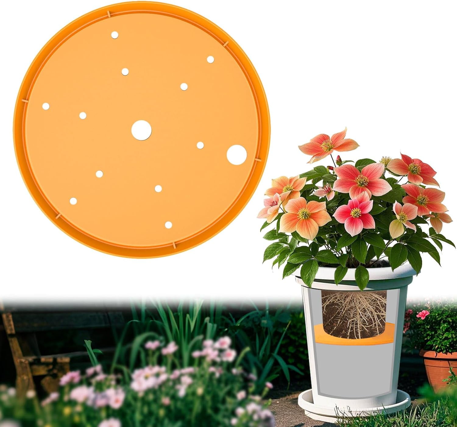 10" Round Planter Insert, Plant Pot Insert with Drainage Holes, Place ...