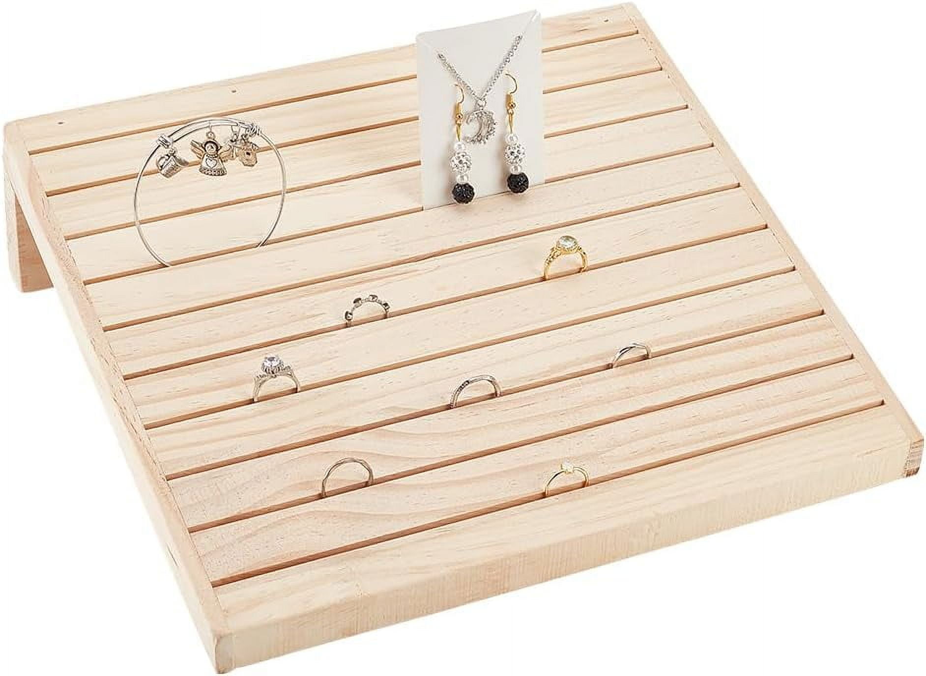 10 Rows Rectangle Wood Slant Back Finger Ring Display Stands L Shaped ...