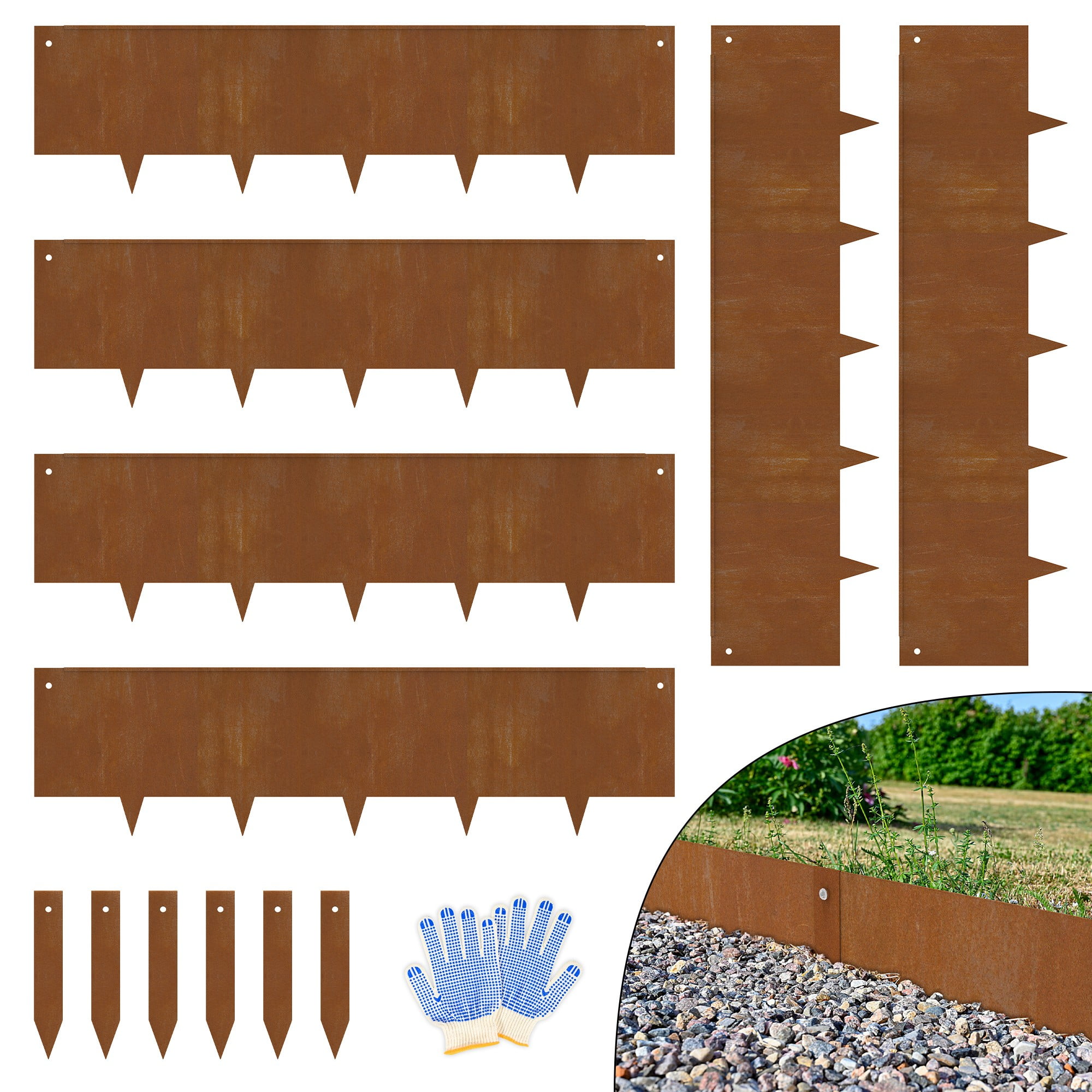 10" Rusty DIY Edging for Landscaping Corten Steel Fence Garden Divider ...