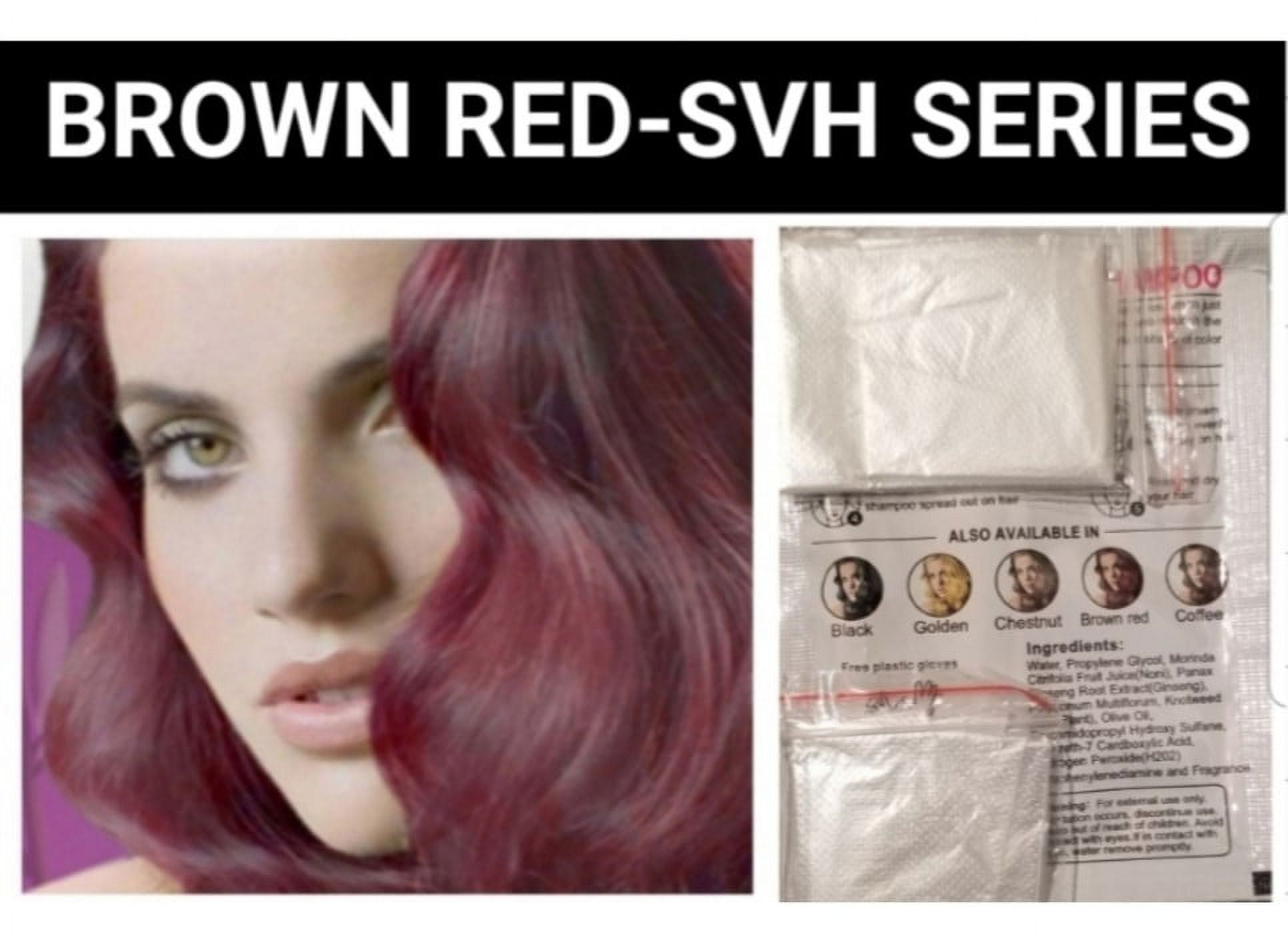 10 SACHETS BROWN RED HERBAL HAIR DYE SHAMPOO-COLOR GRAY HAIR IN MINUTES ...