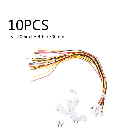 10 SETS JST 2.0 4-Pin Connector plug with Wires Cables 300MM - Walmart.com