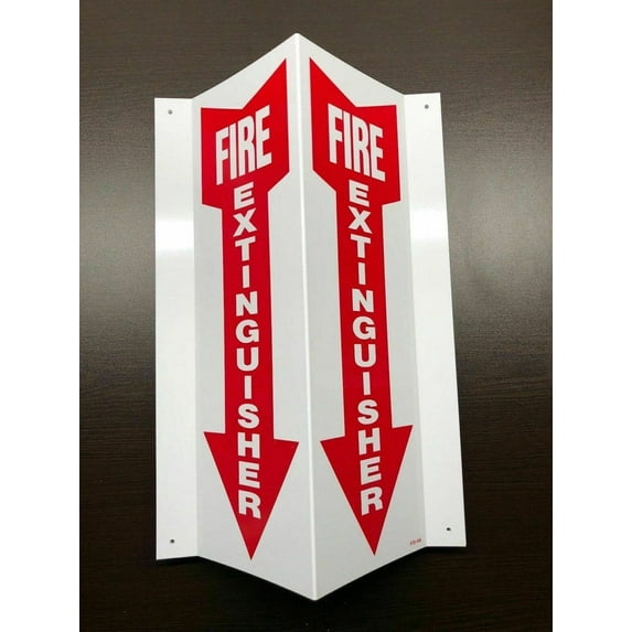 🔥🧯10-SIGNS 4 X 12 (3-D) RIGID PLASTIC ANGLE "FIRE EXTINGUISHER ARROW ...