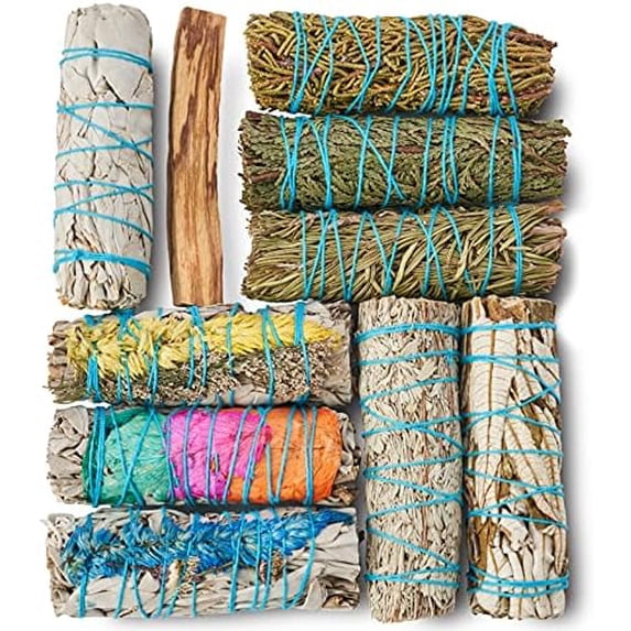 10 Sage Smudge Sticks ~ White Sage, Rosemary, Cedar, Juniper, Palo ...