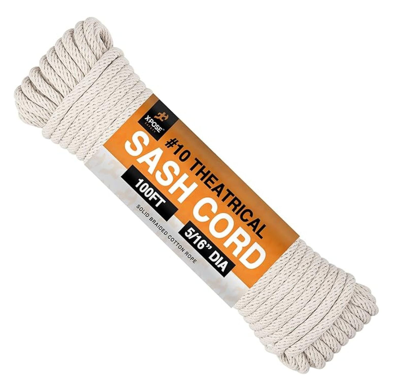 #10 Sash Cord – 5/16 Inch x 100 Ft – White Cotton Rope with Nylon – Low ...