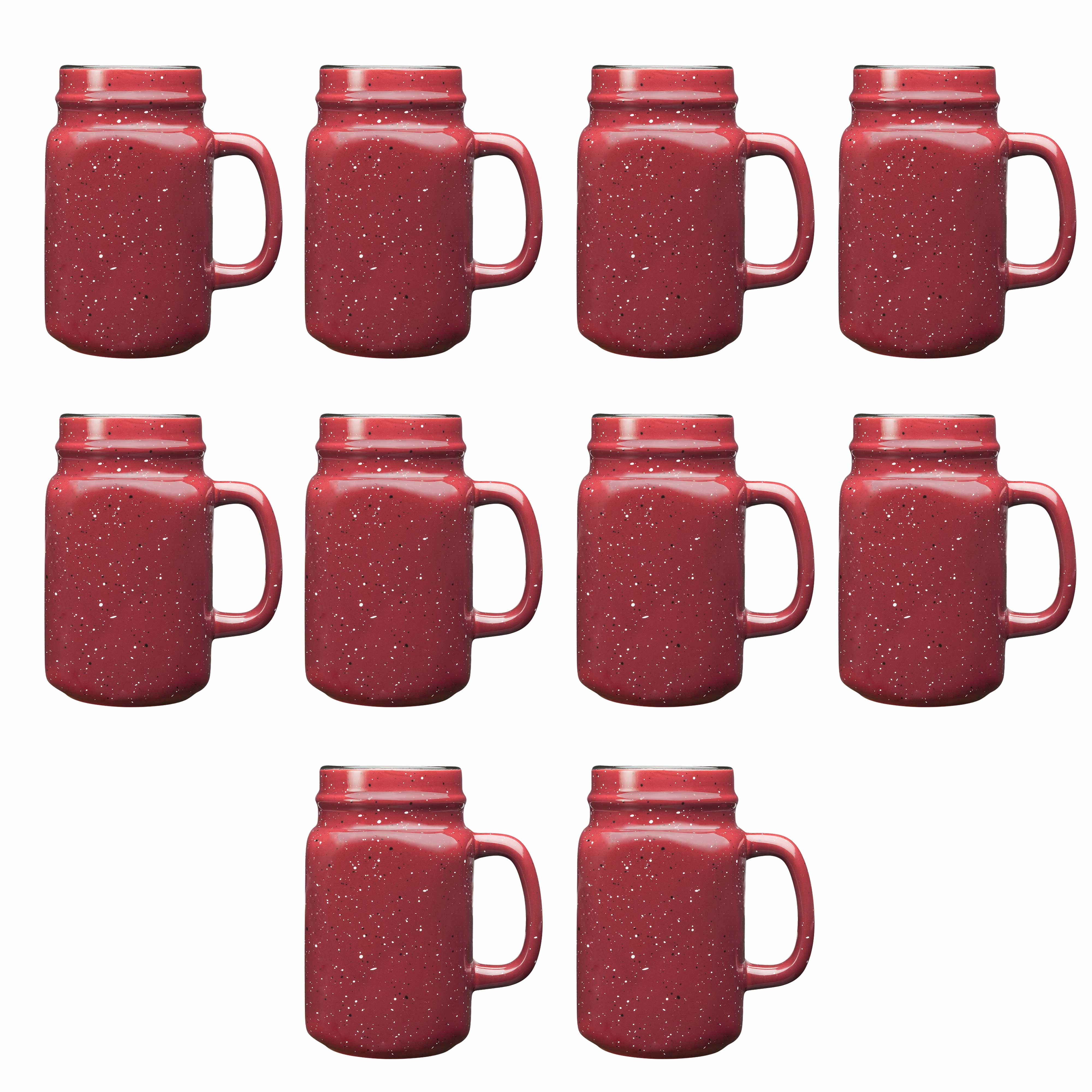 10 Savannah Speckle Ceramic Mason Jars Set, 16 oz.- Stoneware, C-handle ...