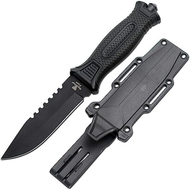 10" Sawback Tactical Fixed Blade Survival Knife with Molded Sheath ...