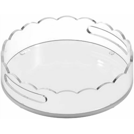 10″ Scalloped Round Acrylic Tray with Handles – Clear Decorative ...
