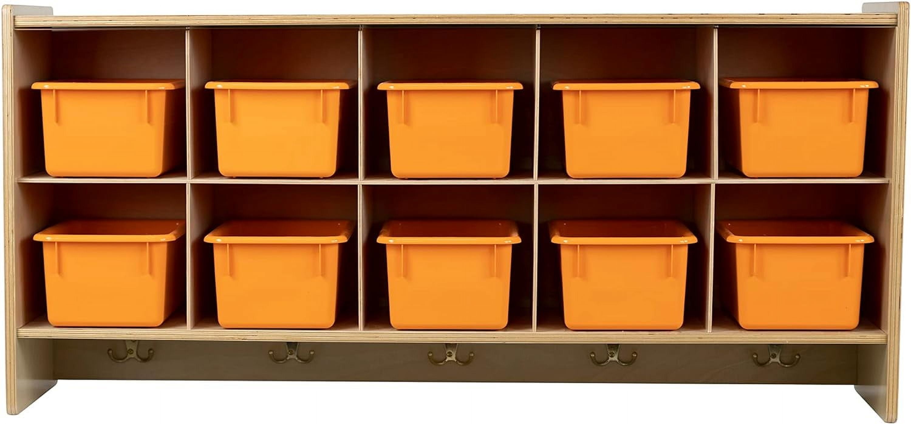 10 Section Montessori Cubby Wall Mounted Shelf with Containers for ...