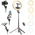 10''Selfie Light with 64''Tripod Stand,Rechargeable Light with Phone ...