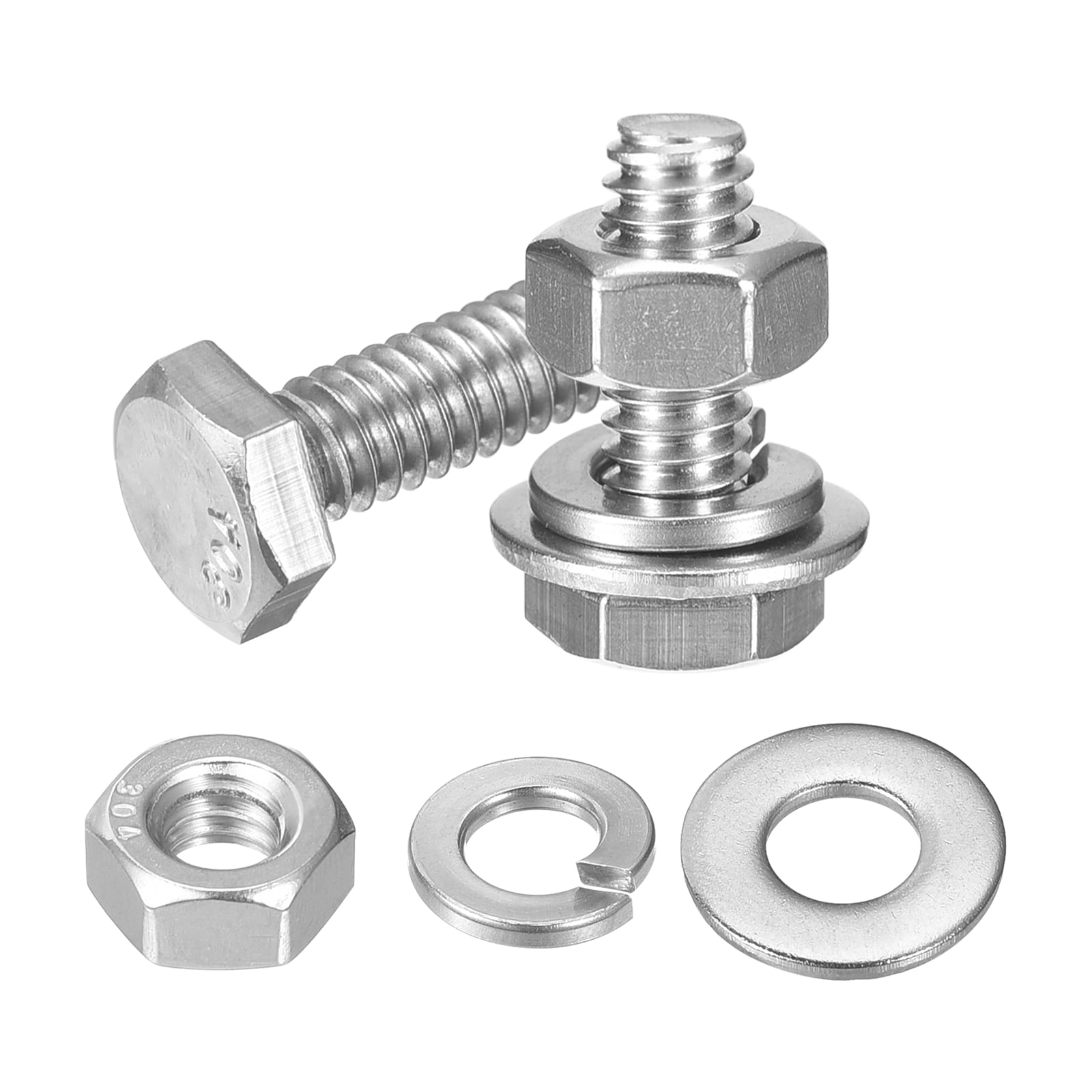 10 Set 1/4-20 x 3/4" Hex Head Bolts with 1/4" Nuts and Washers ...