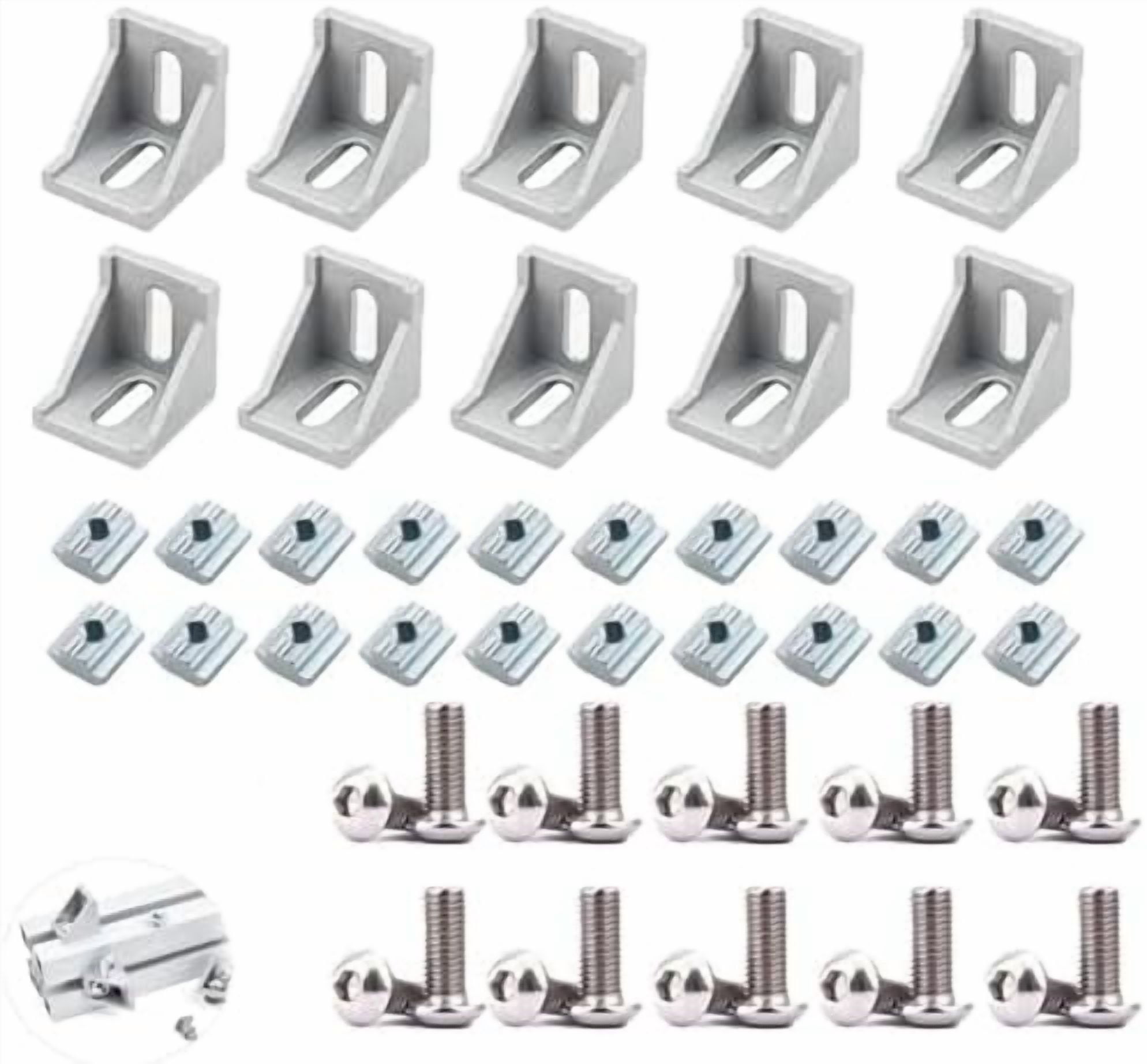 10 Set 2020 Aluminum Extrusion Corner Brackets 90deg Right Angle L ...