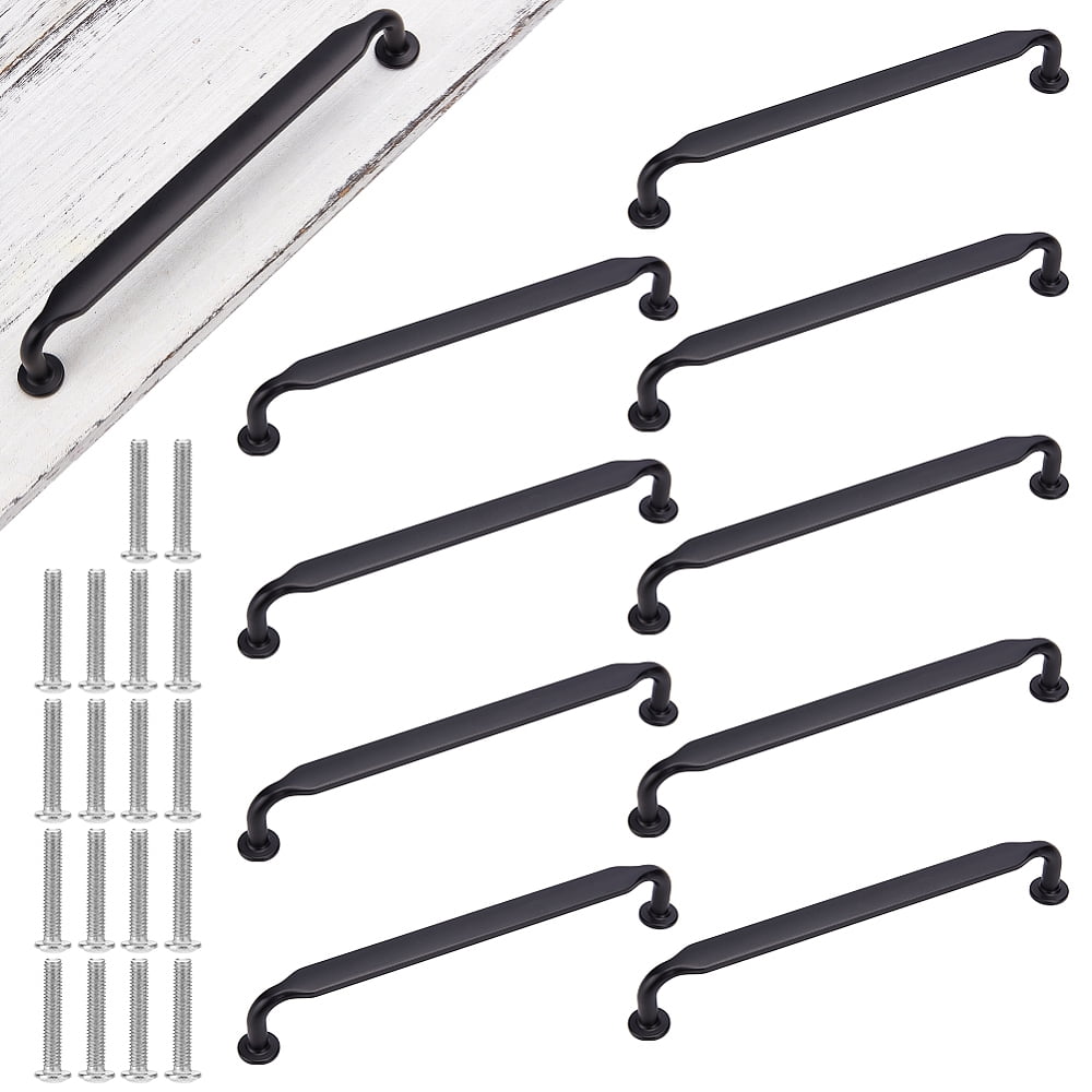 10 Set Alloy Cabinet Drawer Handles Black 177x15x28mm - Walmart.com