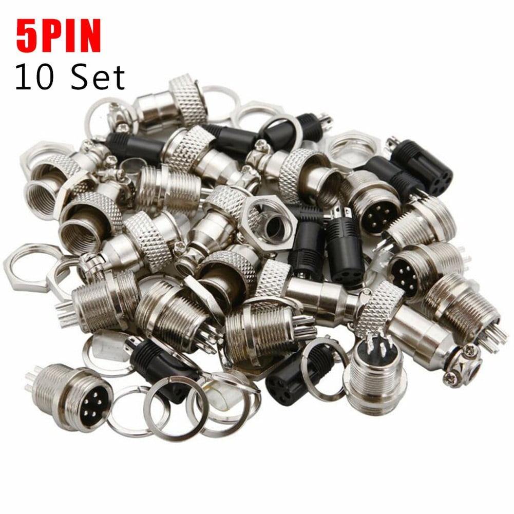 10 Set Aviation Plug 2/3/4/5/6Pin Female Panel Metal Wire Connector ...