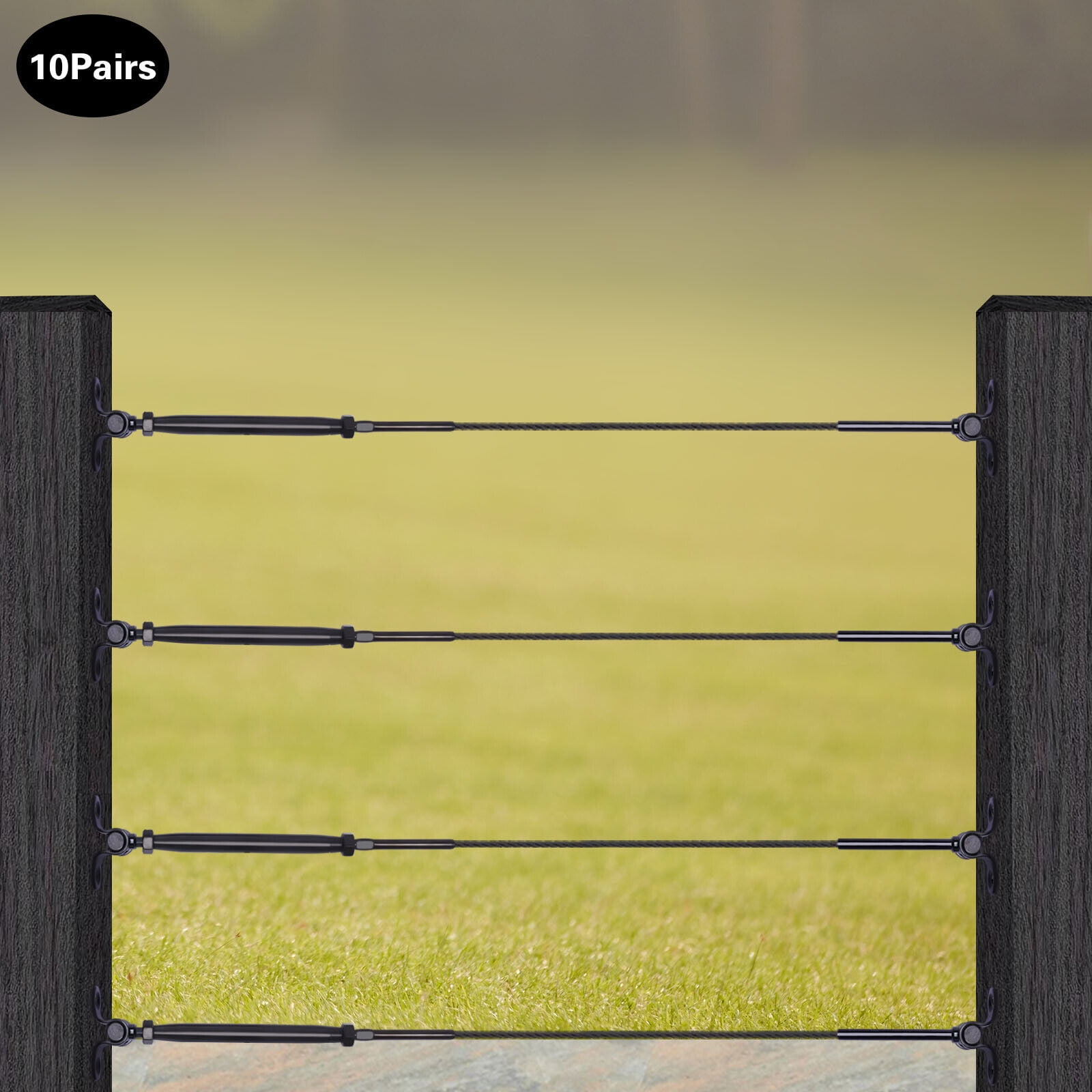 10 Set Black Cable Railing Kit 1/8" Swage Toggle Turnbuckle Hardware ...