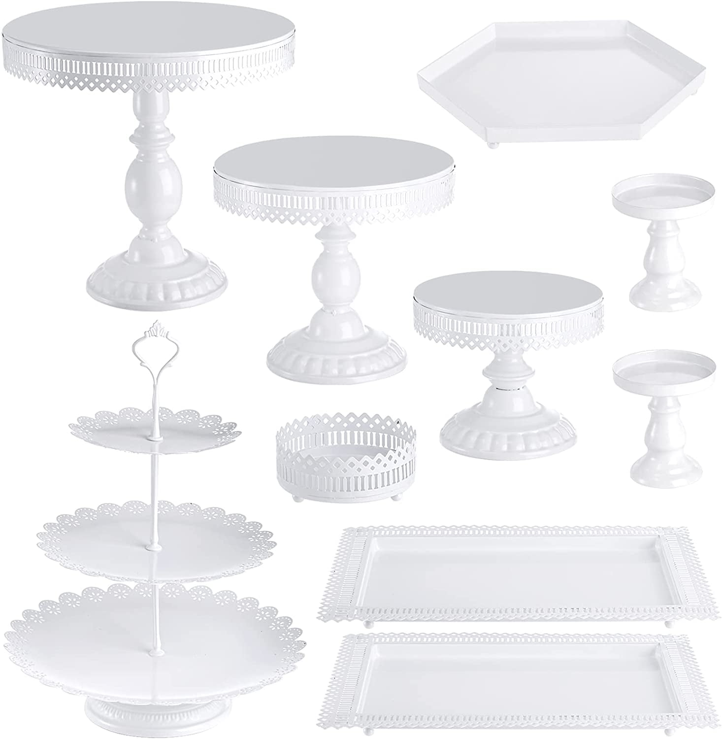 10-Set Cake Stands, Metal Cupcake Stand Set with Multiple Combination ...