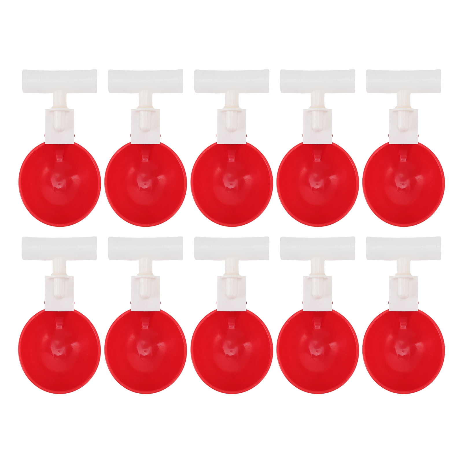 10 Set Chicken Drinking Cup Automatic Water Drinker Big Red Plastic ...