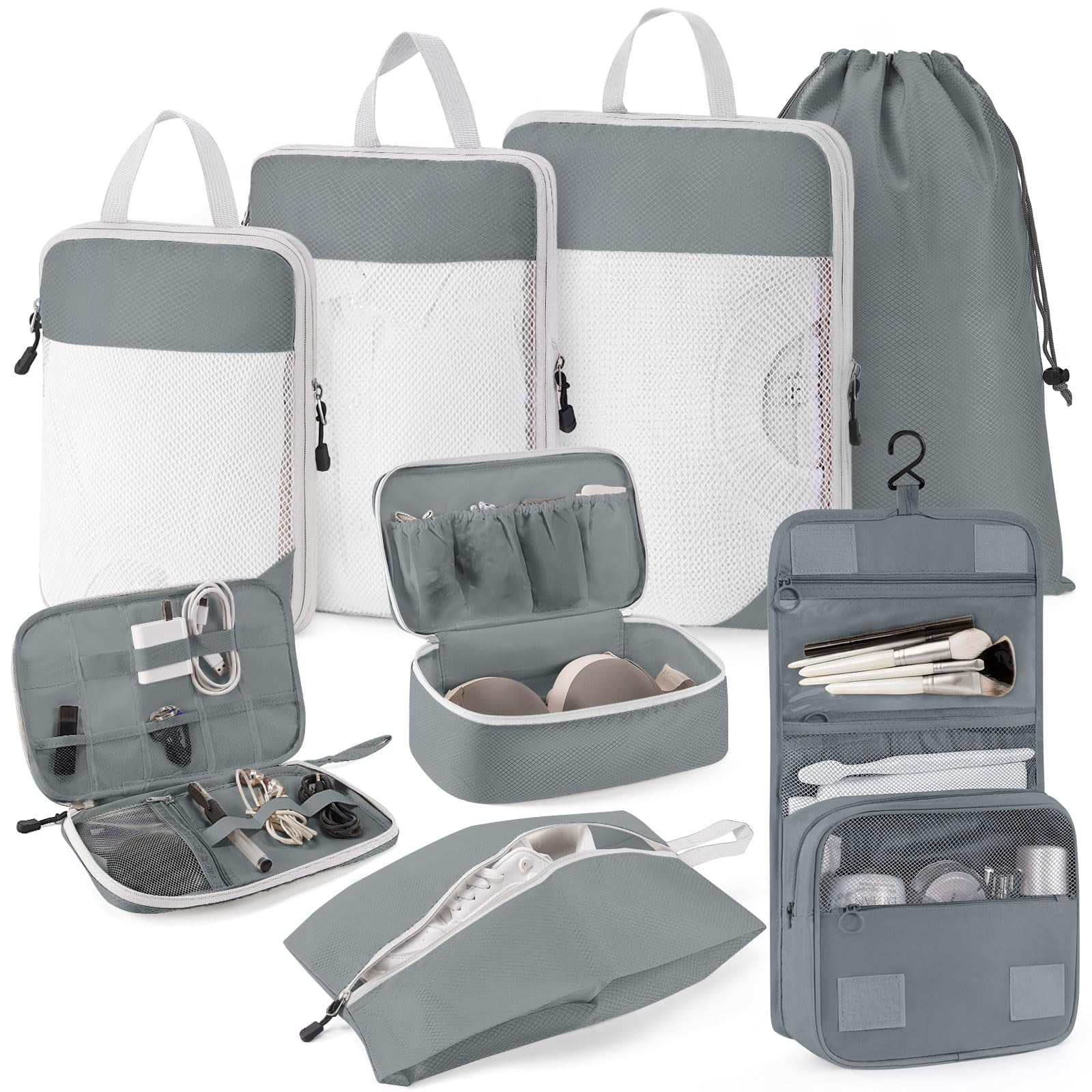 10 Set Compressible Packing Cubes for Travel Essentials, Collapsible ...