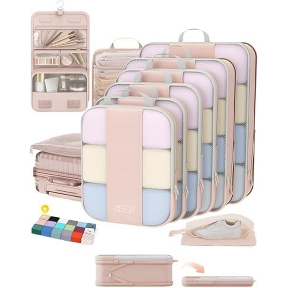 10 Set Compression Packing Cubes for Travel Gifts Women Mom, Luggage ...