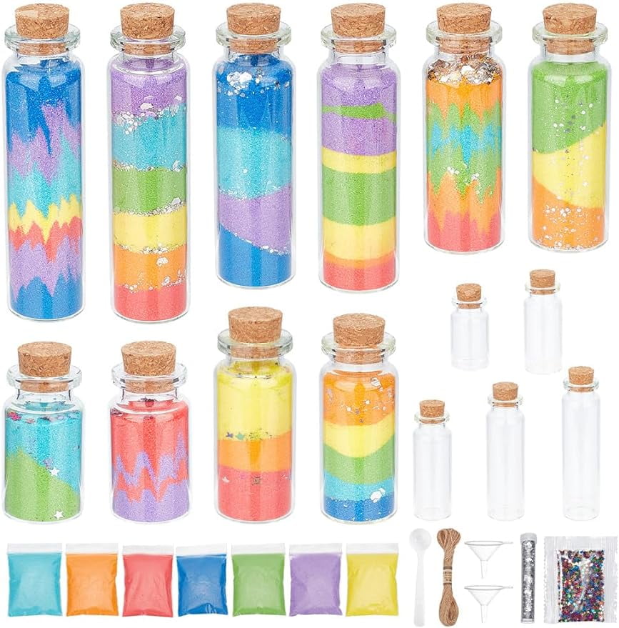 10 Set DIY Colored Sand Bottle Kit Sand Rainbow Art Activity Kit Create ...
