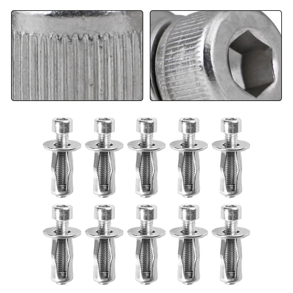 10 Set Expansion Nuts with Screws,Petal Nuts Wall Anchor, Internal Hex ...