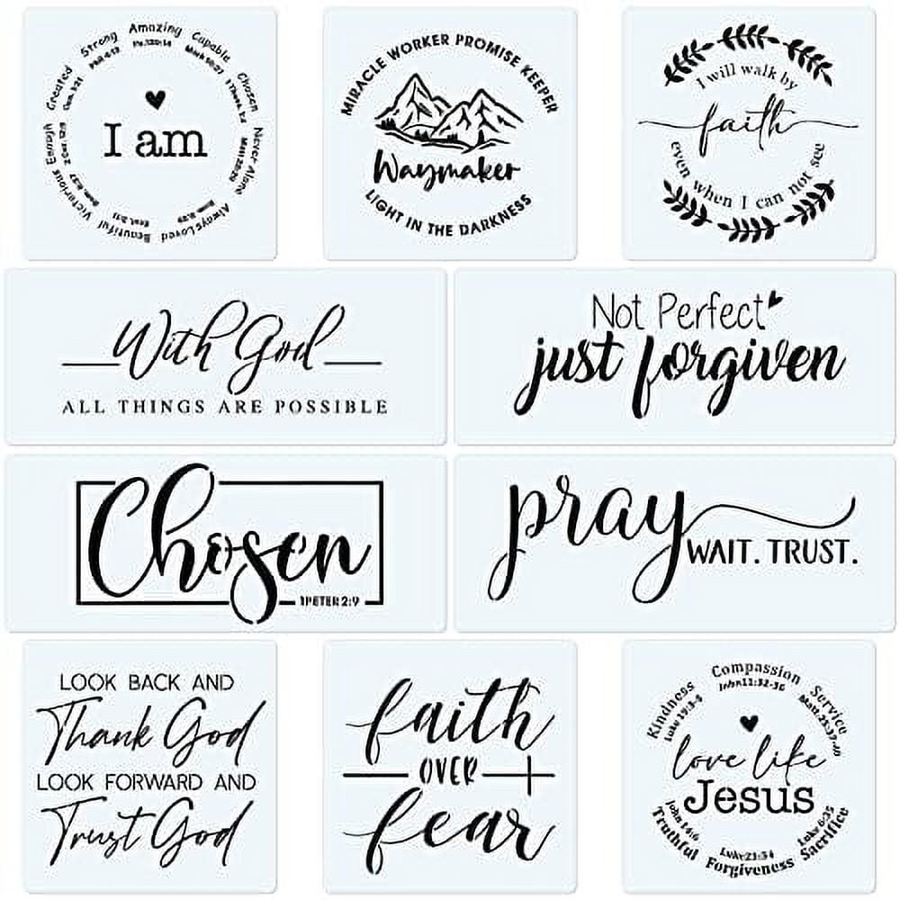 10 Set Farmhouse Christian Stencil, with God All Things are Possible ...