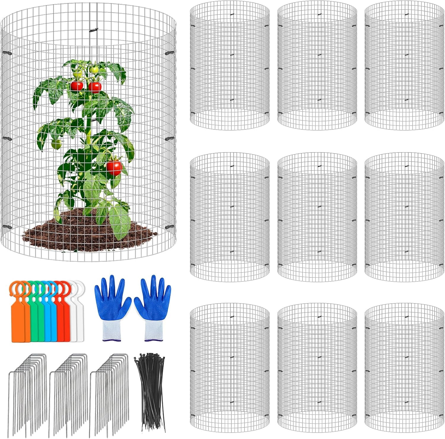 10 Set Garden Plant Protector Cage, 11.8''x11.8'' Metal Wire Protectors ...