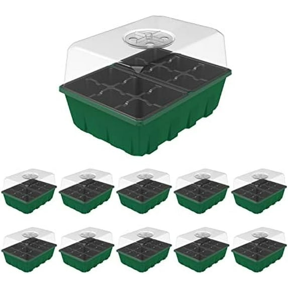 10-Set Garden Propagator Set, Black Seed Tray Kits with 120-Cell, Seed ...