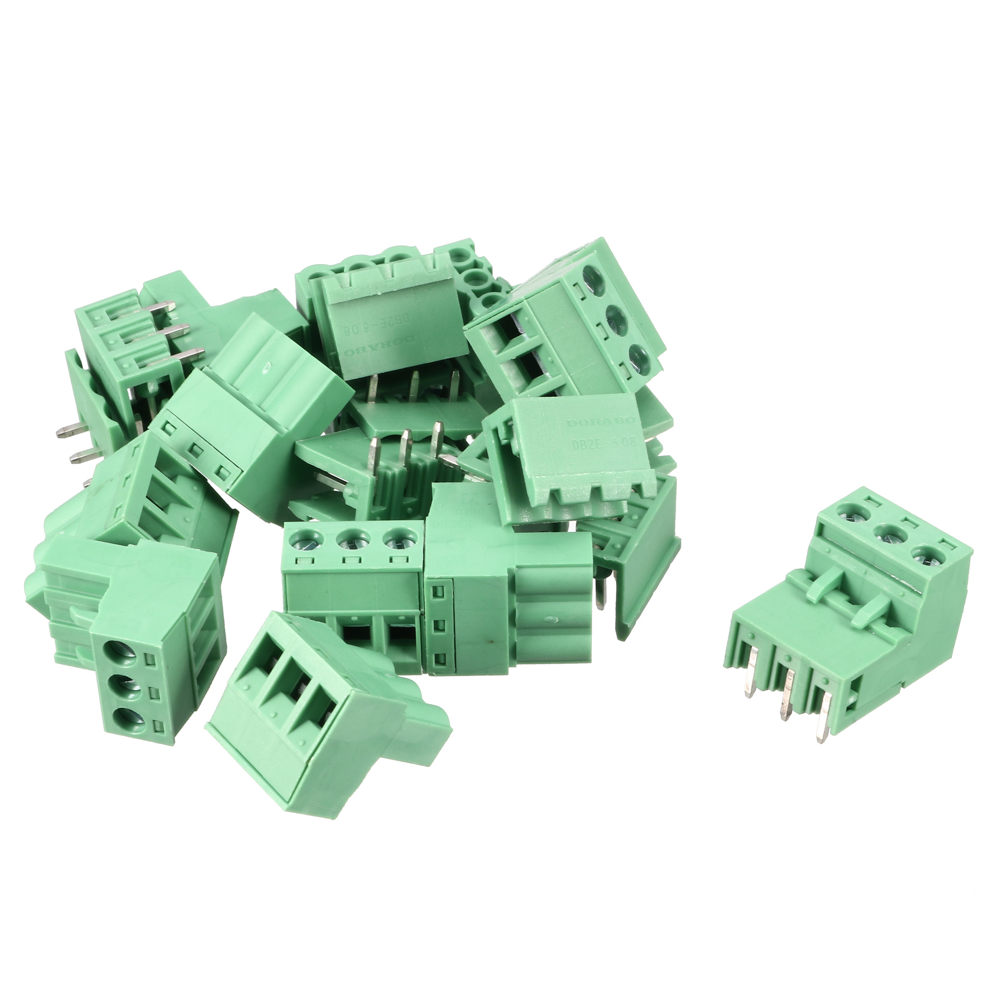 10 Set Green 3 Pin 5.08mm Screw Pluggable Terminal Block Connector 300V ...