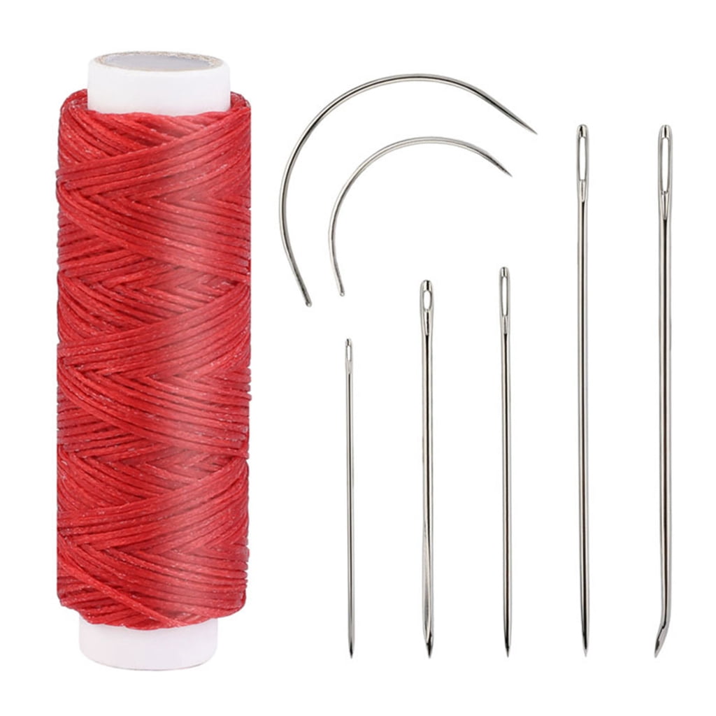 10 Set Leather Sewing Needle Set with Waxed Thread Curved Needle ...