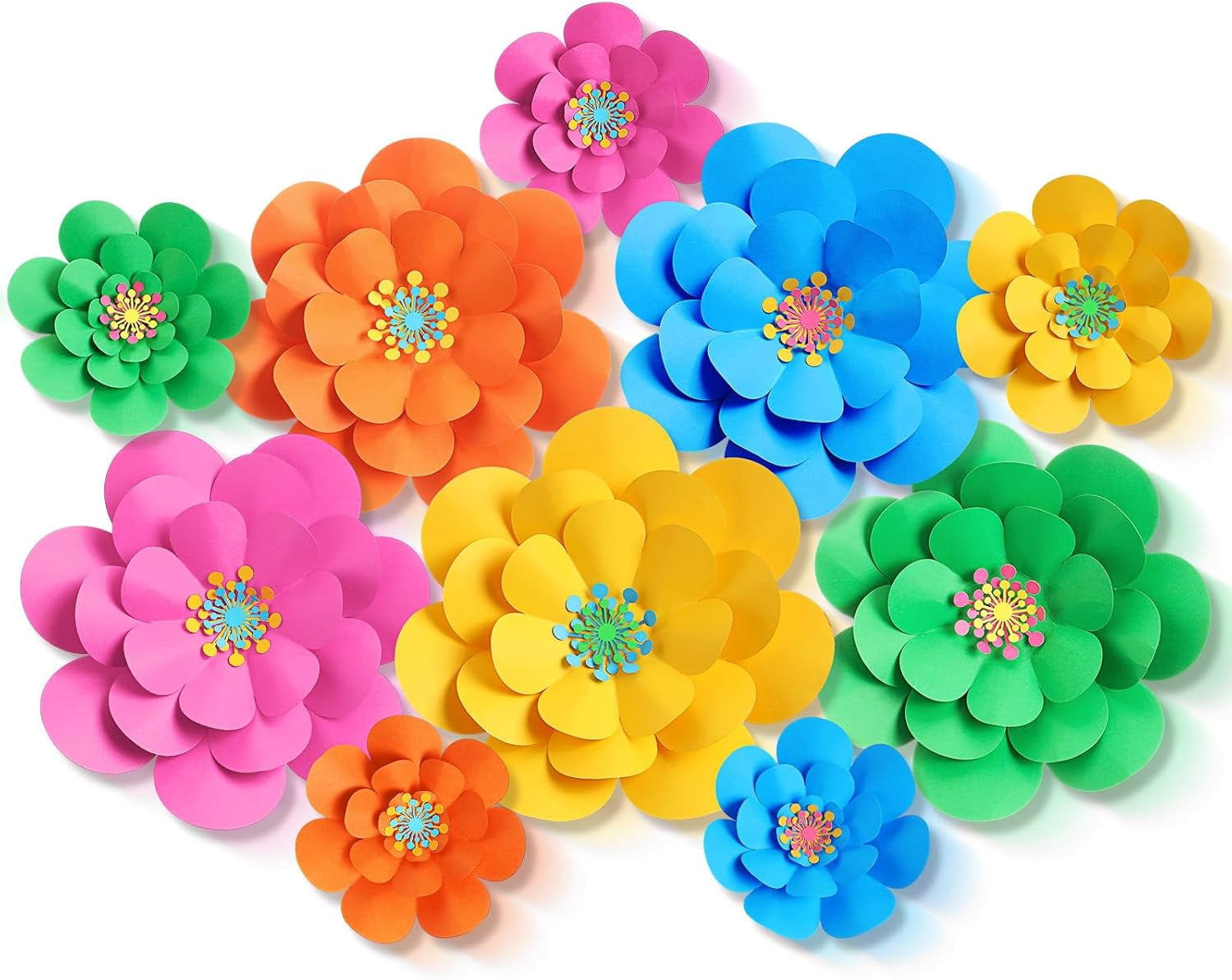 10 Set Mexican Paper Flowers Decorations for Wall DIY Fiesta Bulletin ...