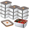 10 Set Stainless Steel Food Containers with Lids Metal Marinating Snack ...