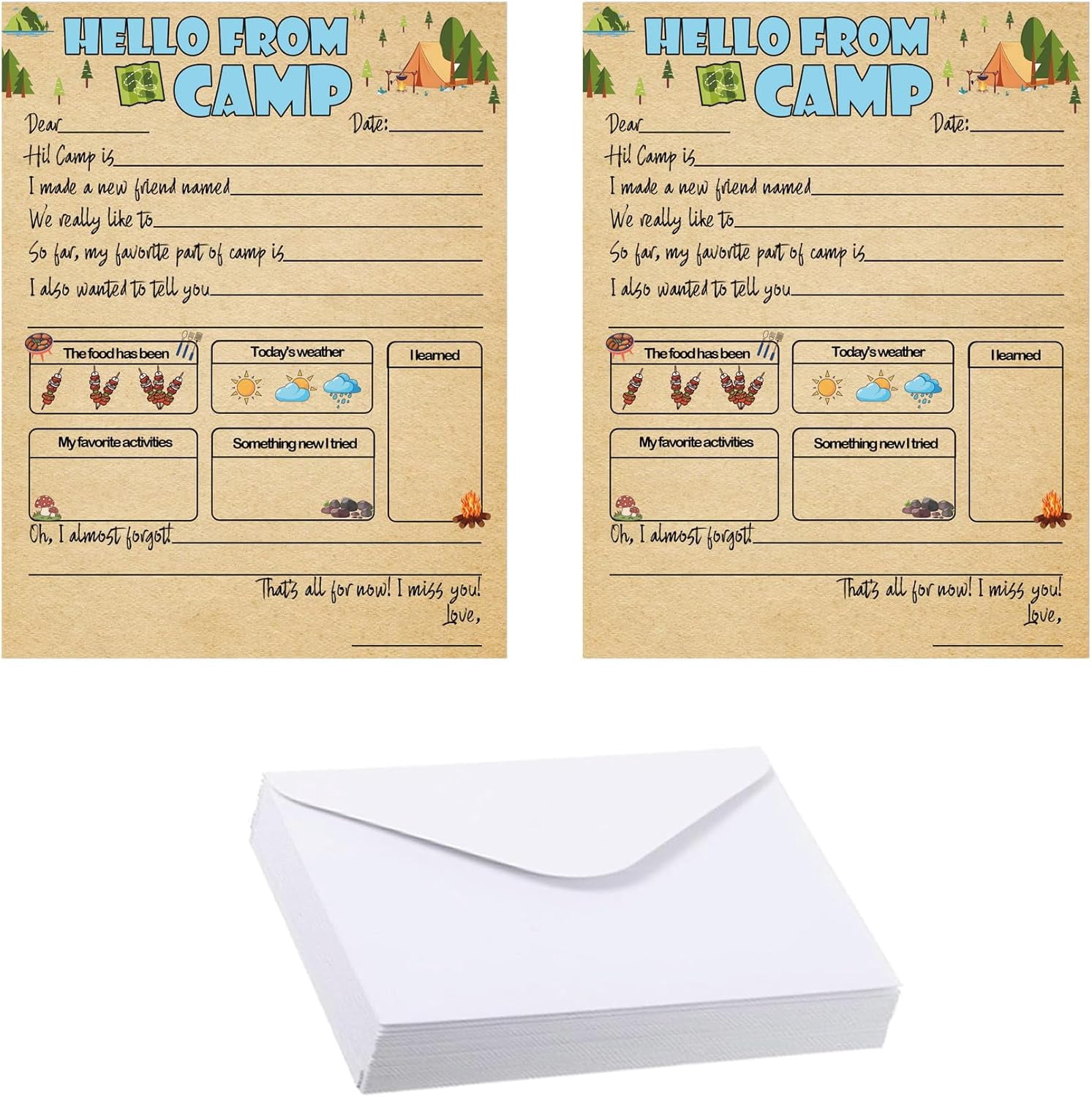 10 Set Summer Camp Letter Writing Kit with Envelopes 5.12 x 7.87 Inch ...