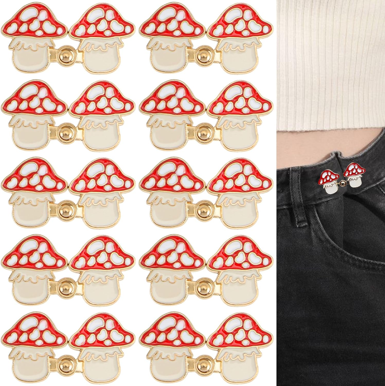 10 Set Toadstool Waist Knots Cute Mushroom Jean Buttons No Sewing ...