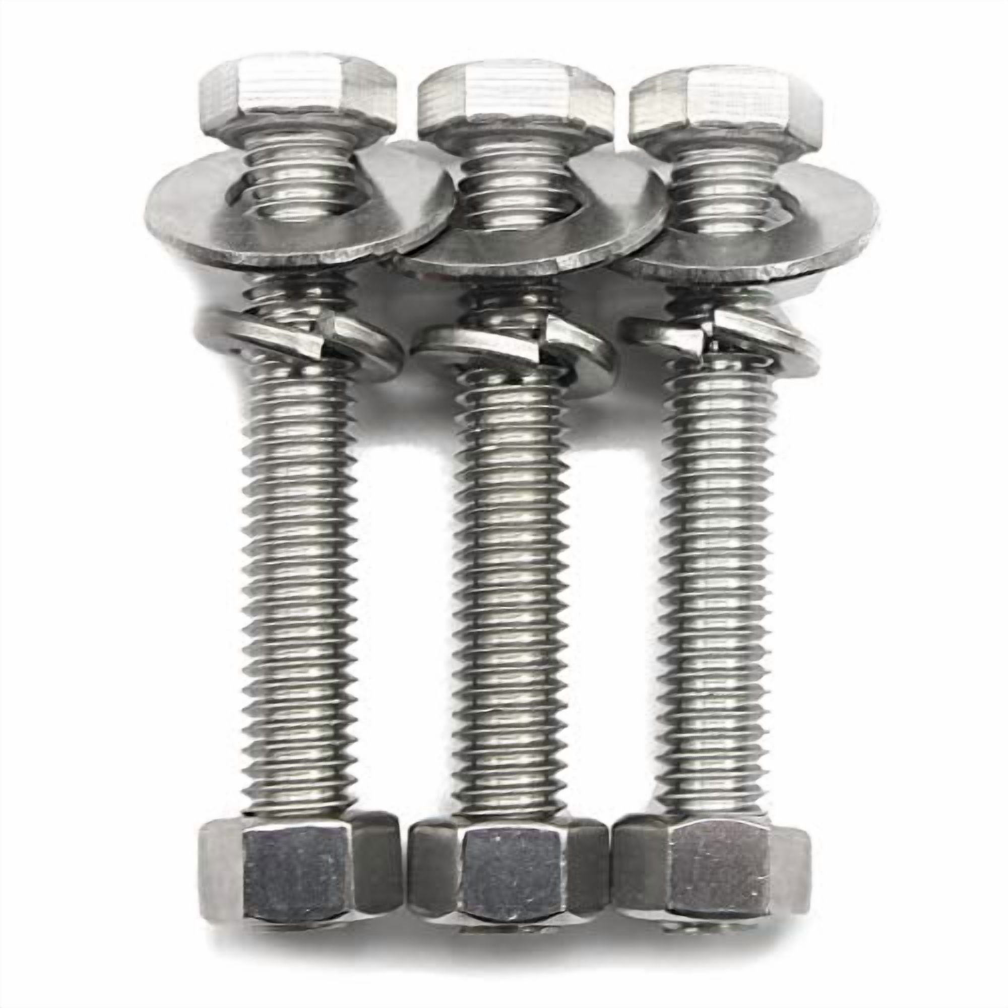 (10 Sets) 1/4-20x2 Stainless Steel Hex Head Screws Bolts, Nuts, Flat ...
