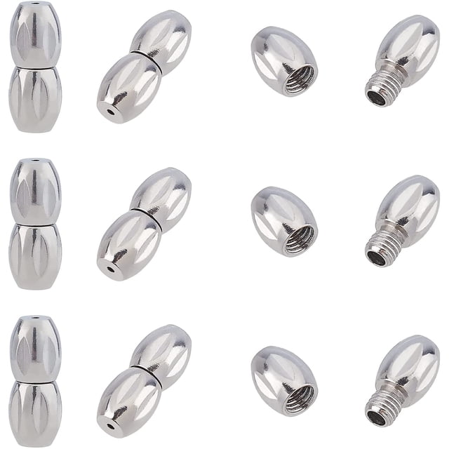 10 Sets 1mm Stainless Steel Screw Clasps Oval Necklace Clasp Connector ...