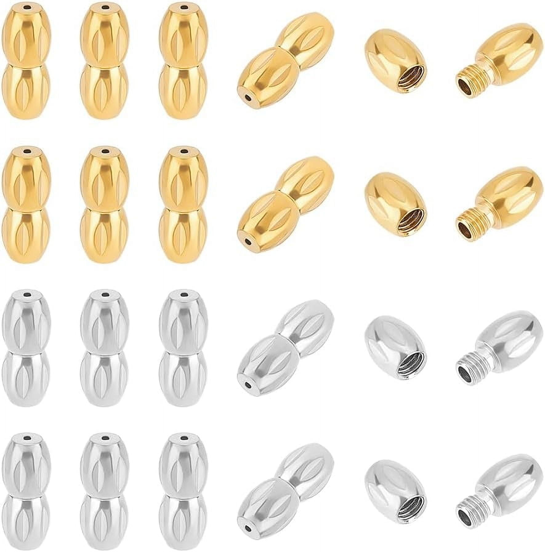 10Pcs 2 Colors 304 Stainless Steel Screw Clasps Oval Golden & Stainless ...