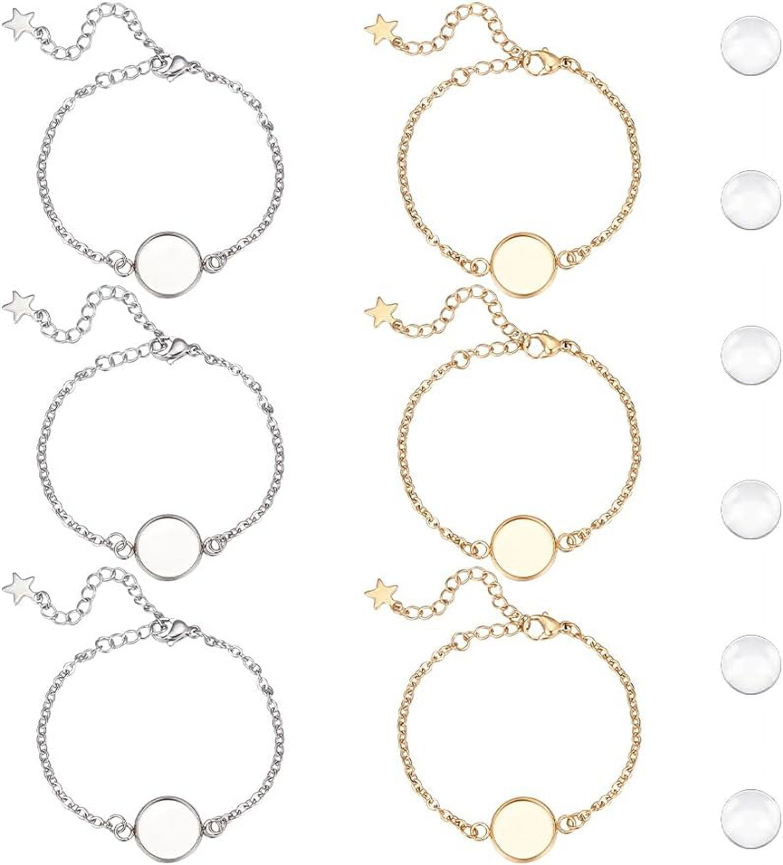 10 Sets 2 Colors Bracelet Bezel Settings 304 Stainless Steel Bezel ...