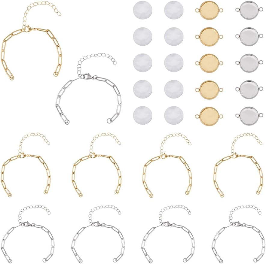 10 Sets 2 Colors Bracelet Bezel Settings Blank Tray Bangles Round ...