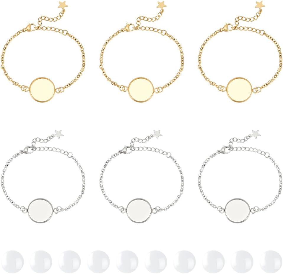 10 Sets 2 Colors Bracelet Bezel Settings Stainless Steel Bezel ...