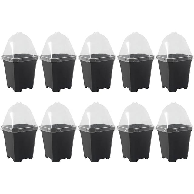 10 Sets 4 inch Plant Nursery Pots with Humidity Dome, Planting Pots ...