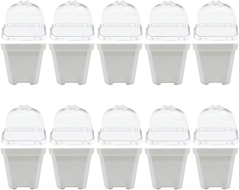 10 Sets 4 inch Plant Nursery Pots with Humidity Dome, Planting Pots ...