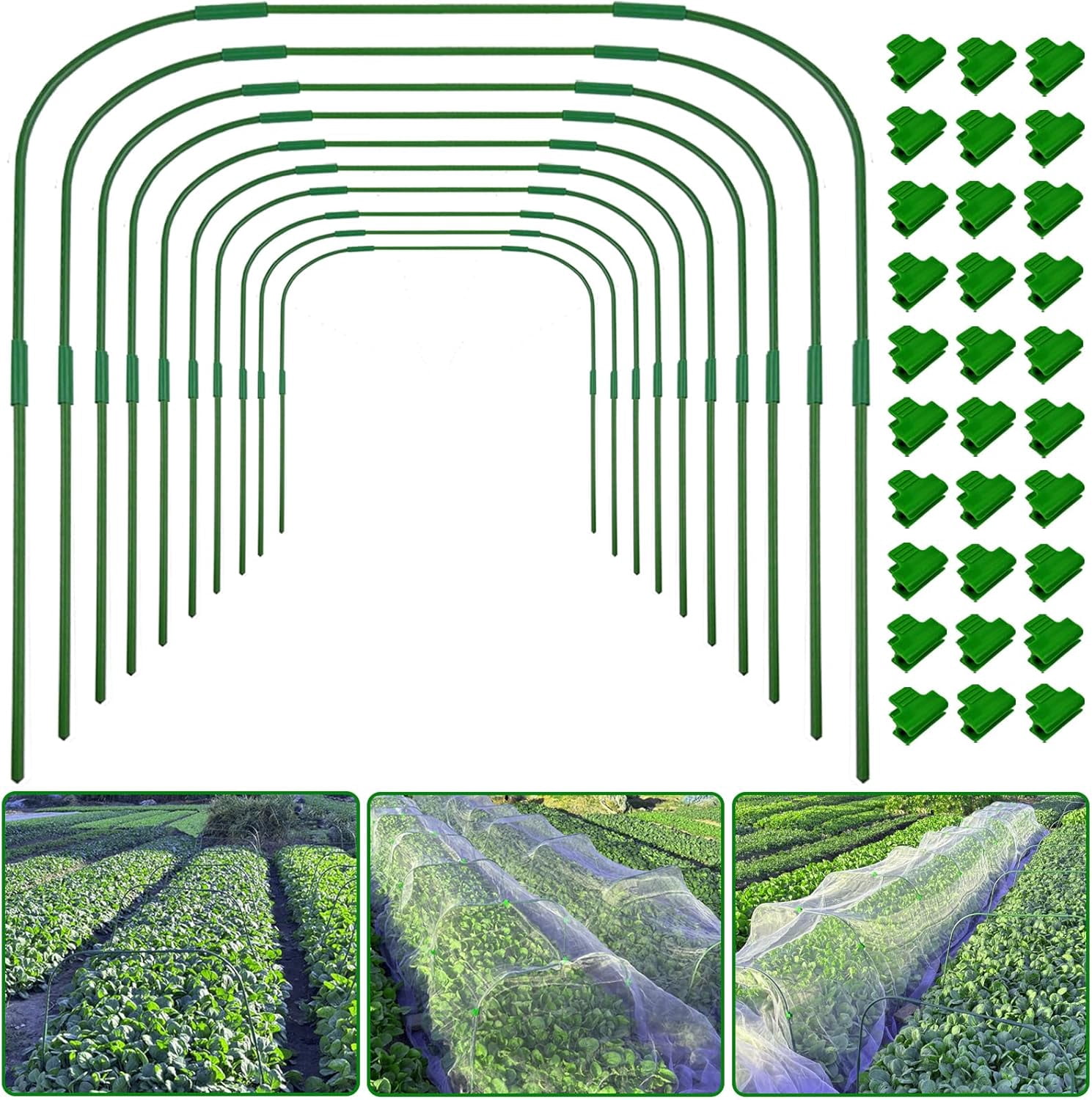 10 Sets 41.3"x32" Greenhouse Hoops Grow Tunnel for Raised Beds,Durable ...