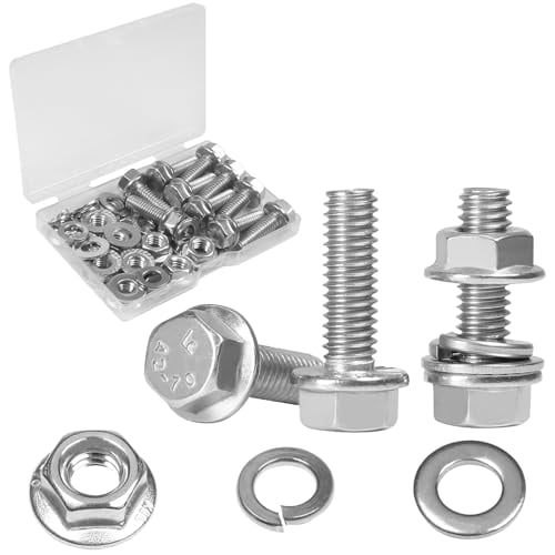 10 Sets 5/16-18 x 1" Flanged Hex Head Bolts Kits, 5/16-18 Flange ...